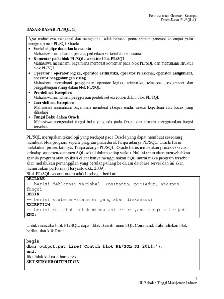 Dasar Dasar PL SQL | PDF | Komputer