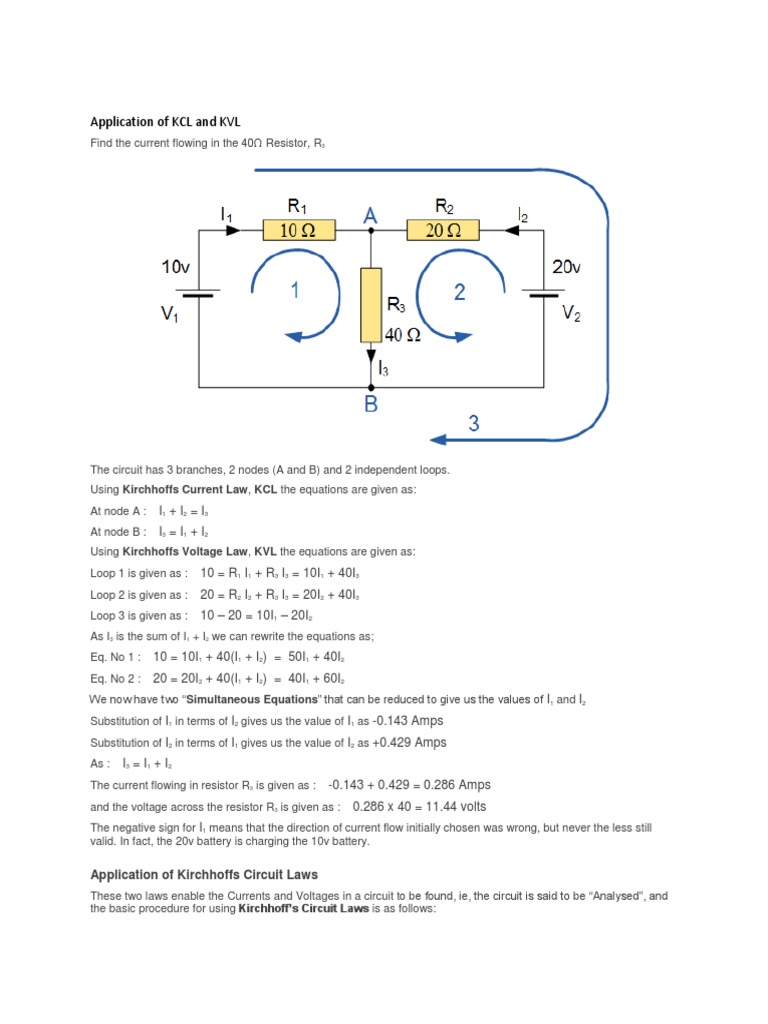 Application of KCL and KVL-1 | PDF