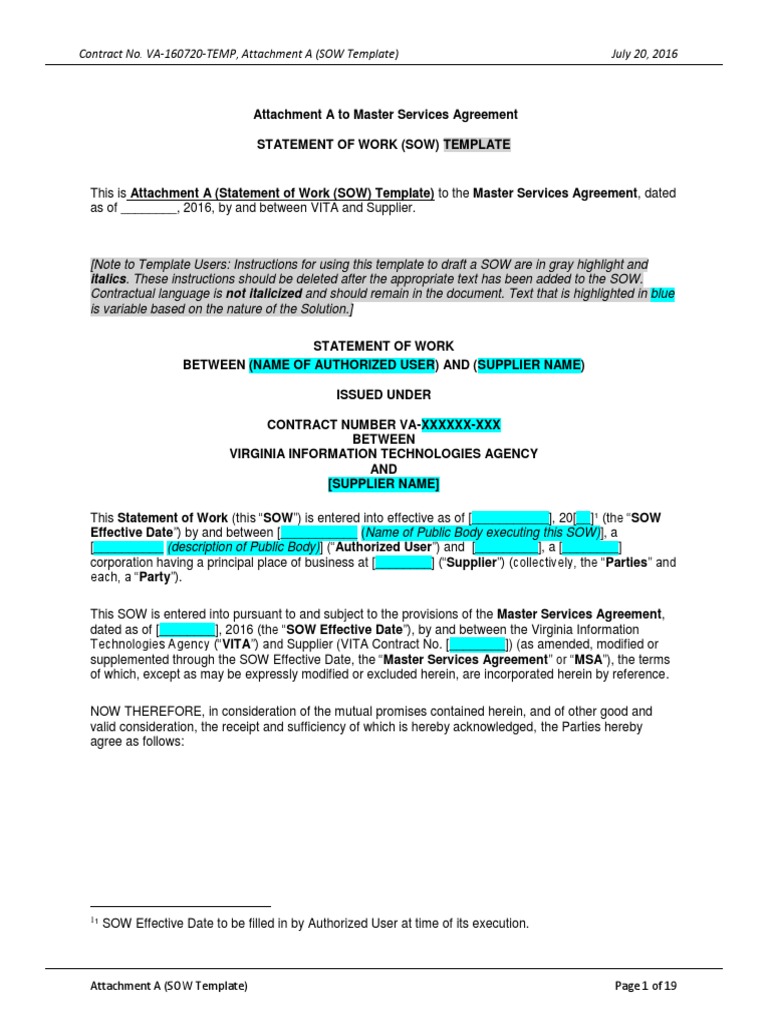 Template of SOW | PDF | Project Management | Specification (Technical ...