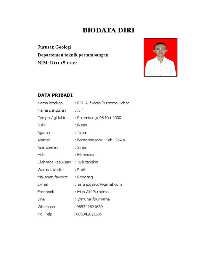 Biodata Diri RM. Alifuddin Purnomo | PDF