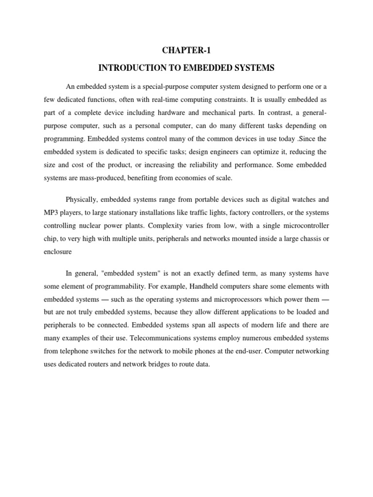 Chapter-1 Introduction To Embedded Systems | PDF | Embedded System ...