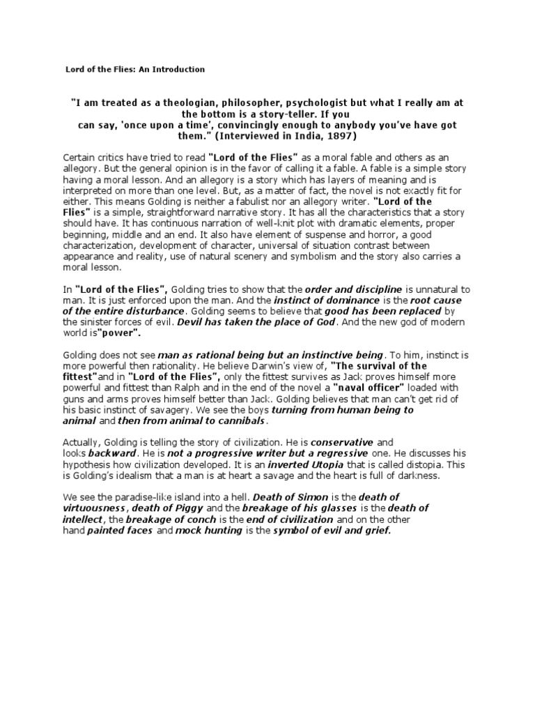Intro of Lord of Flies | PDF
