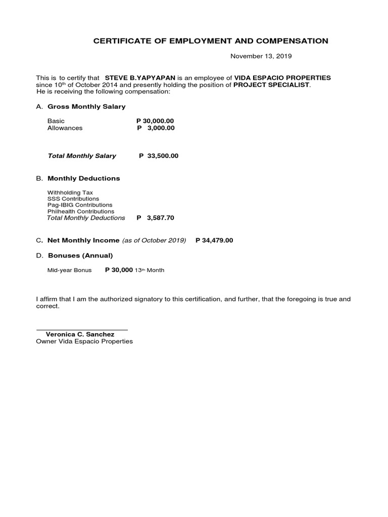 Employment & Salary Details | PDF