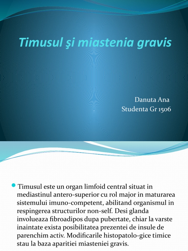 Timusul Şi Miastenia Gravis | PDF