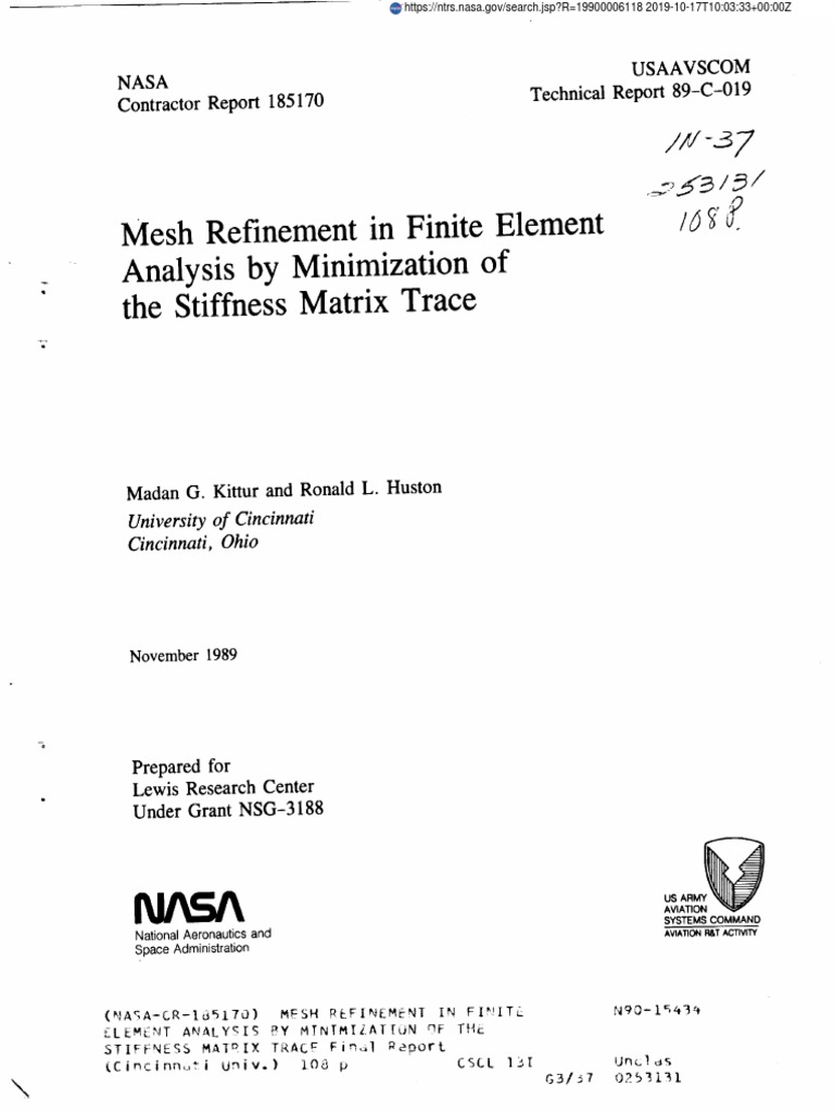 Mesh Refinement in FEM-NASA PDF | PDF | Equations | Matrix (Mathematics)