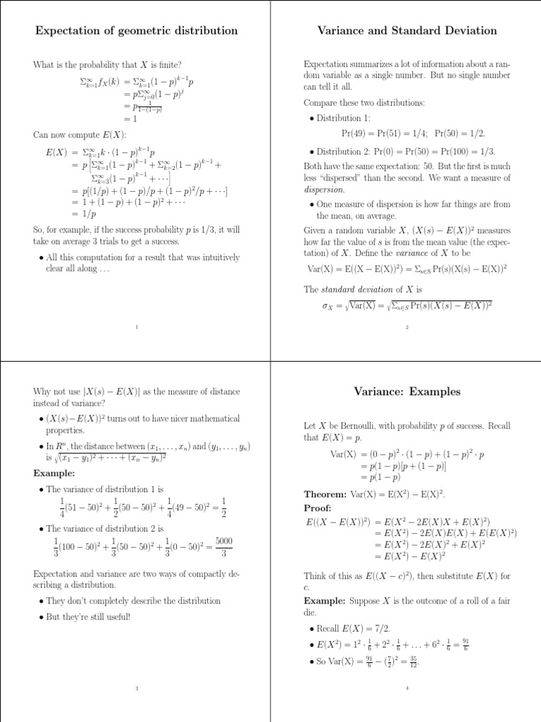 Expectation of Geometric Distribution Variance and Standard Deviation ...
