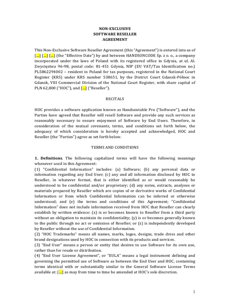 Software Reseller Agreement | PDF | License | Indemnity