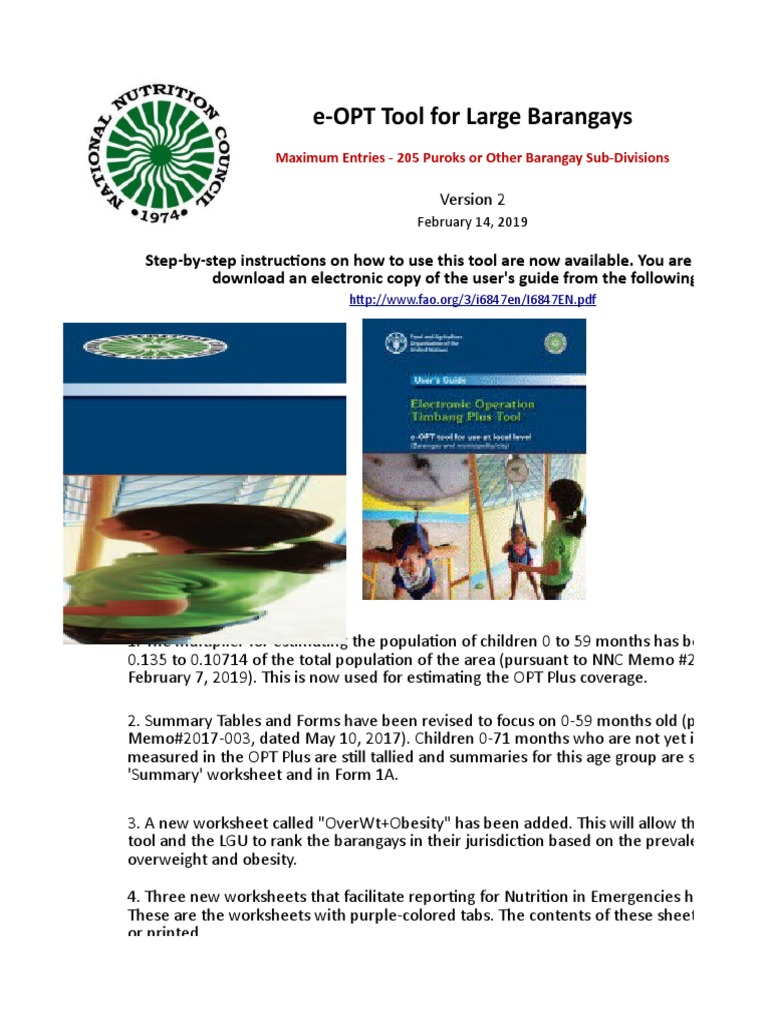 e-OPT Tool for Barangays 2025 | PDF | Worksheet | Spreadsheet