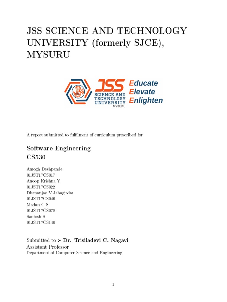 Jss Science and Technology UNIVERSITY (Formerly SJCE), Mysuru | PDF ...