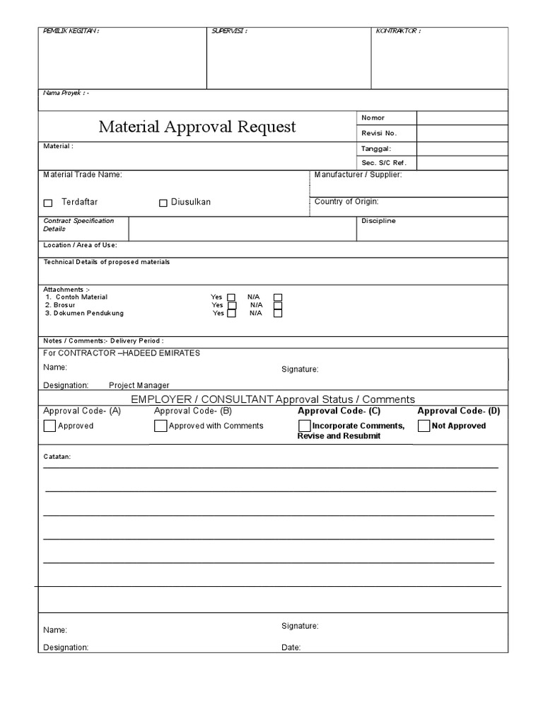 Material Approval Request: Terdaftar Diusulkan | PDF | Business