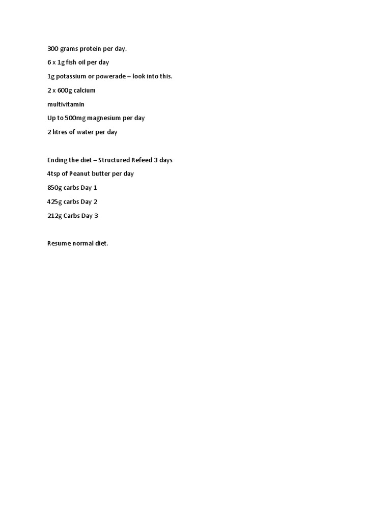 PSMF Diet Plan with Refeed Schedule | PDF