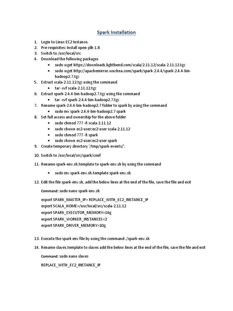 Spark Installation | PDF | Directory (Computing) | Unix