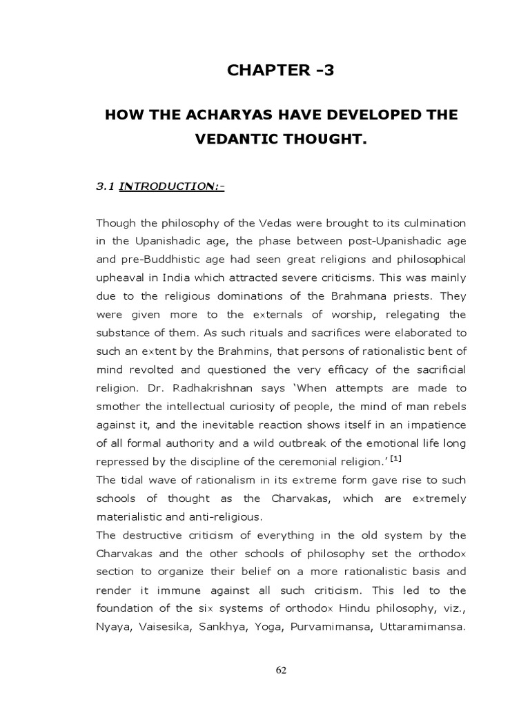 Chapter - 3: How The Acharyas Have Developed The Vedantic Thought | PDF ...