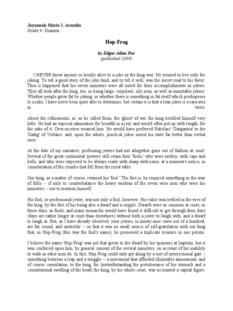 Hop-Frog: Jayannah Maria I. Arandia | PDF | Jester