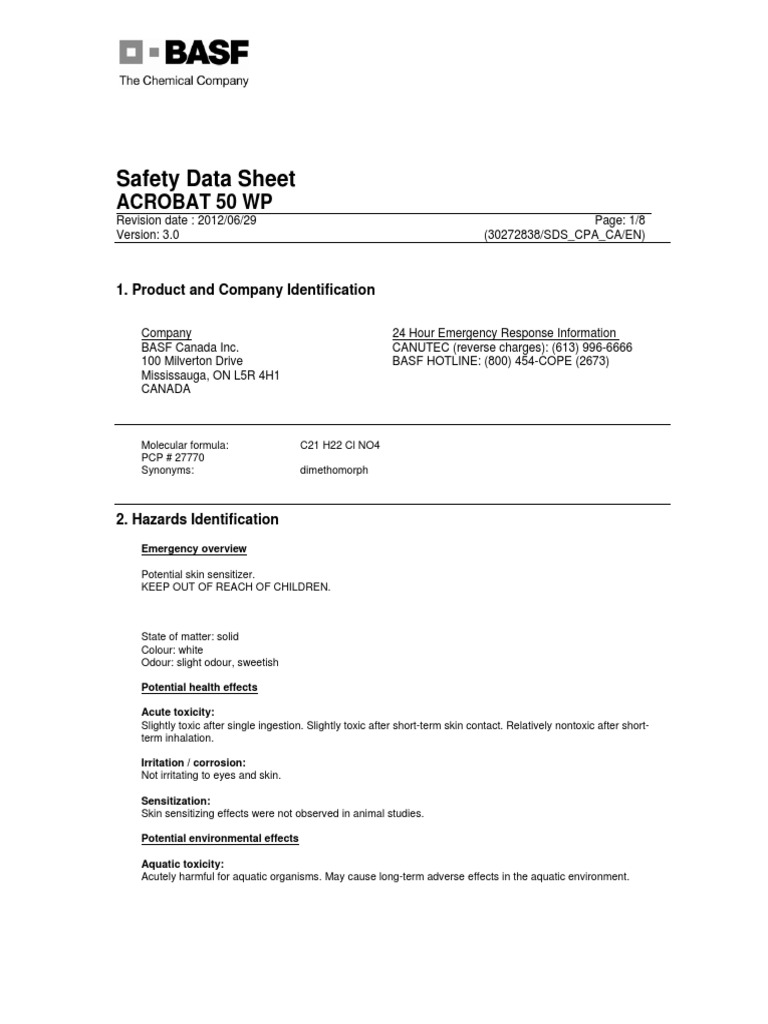 Material Safety Data Sheet-Acrobat | PDF | Toxicity | Firefighting