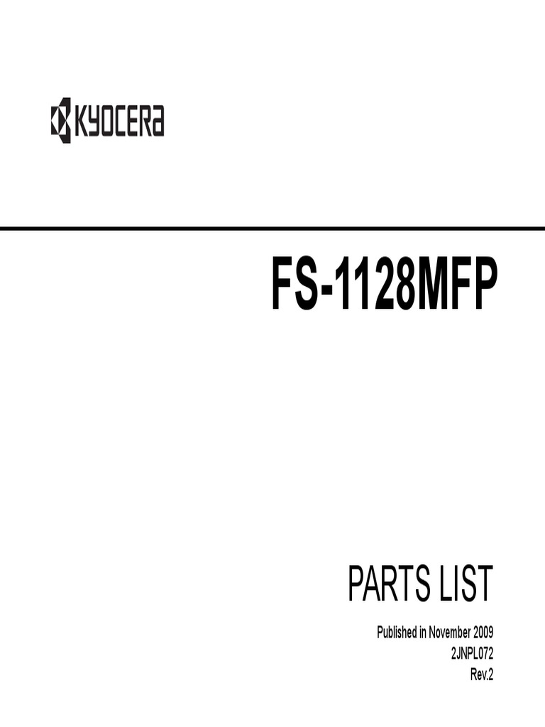 FS-1128MFP: Parts List | PDF | Manufactured Goods | Mechanical Engineering