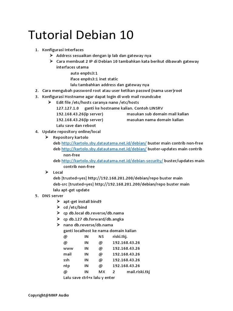 Tutorial Konfigurasi Debian 10 | PDF