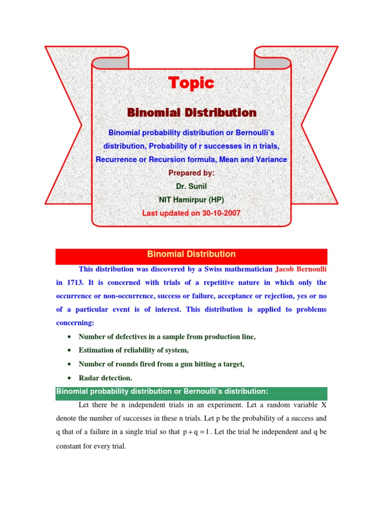 3.binomial Distribution | PDF | Probability Distribution | Statistical ...