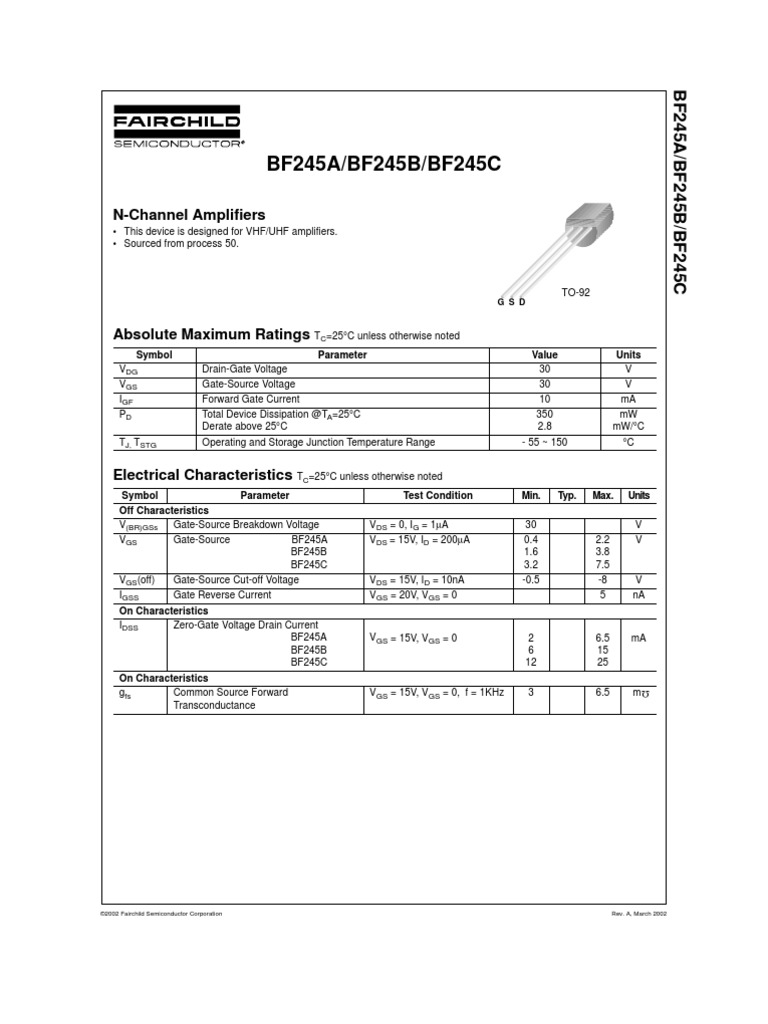 BF245B | PDF | Field Effect Transistor | Electronic Engineering