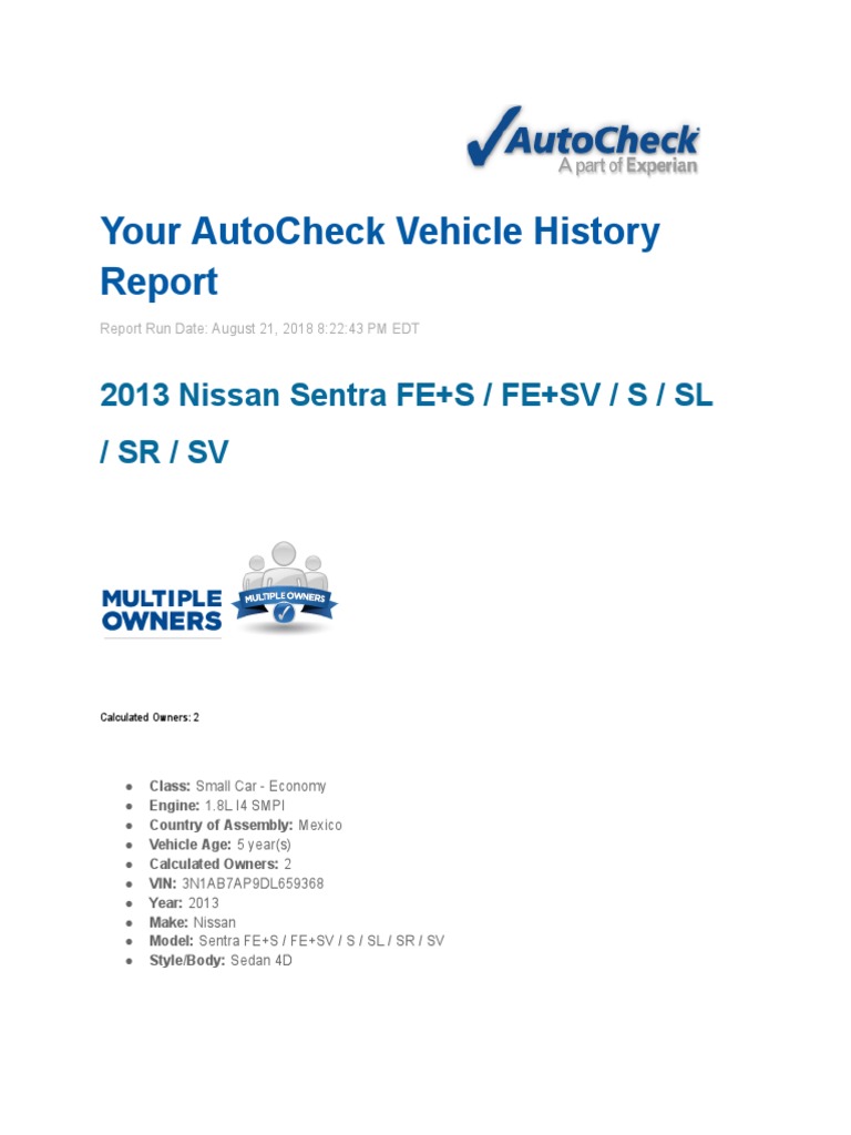 Autocheck Report | PDF | Vehicles | Wheeled Vehicles