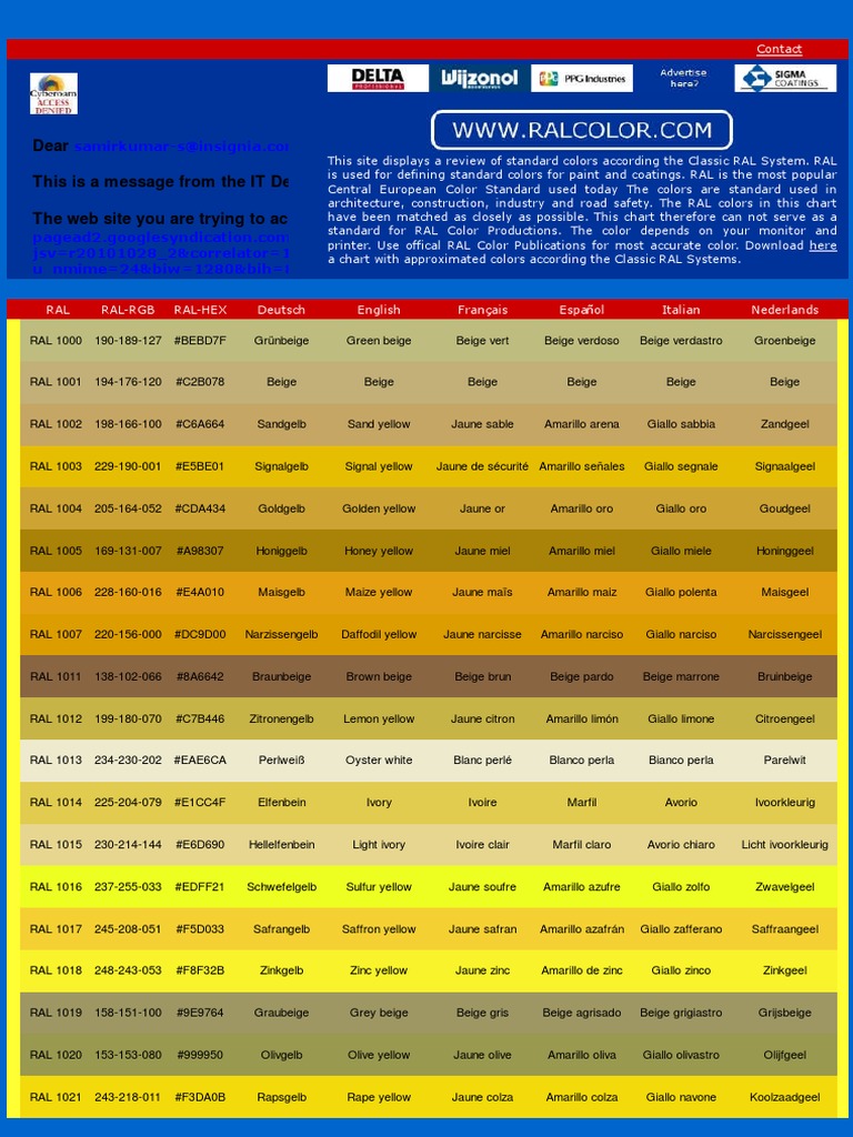 RAL Color Chart PDF | PDF | Color