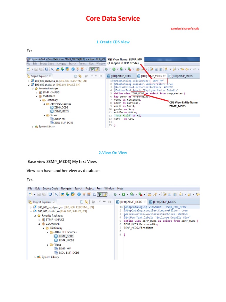 Core Data Service: 1.create CDS View | PDF