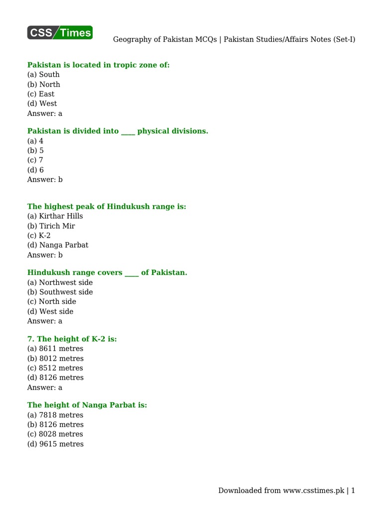Pakistan Geography Quiz Prep | PDF | Indus River | Administrative ...