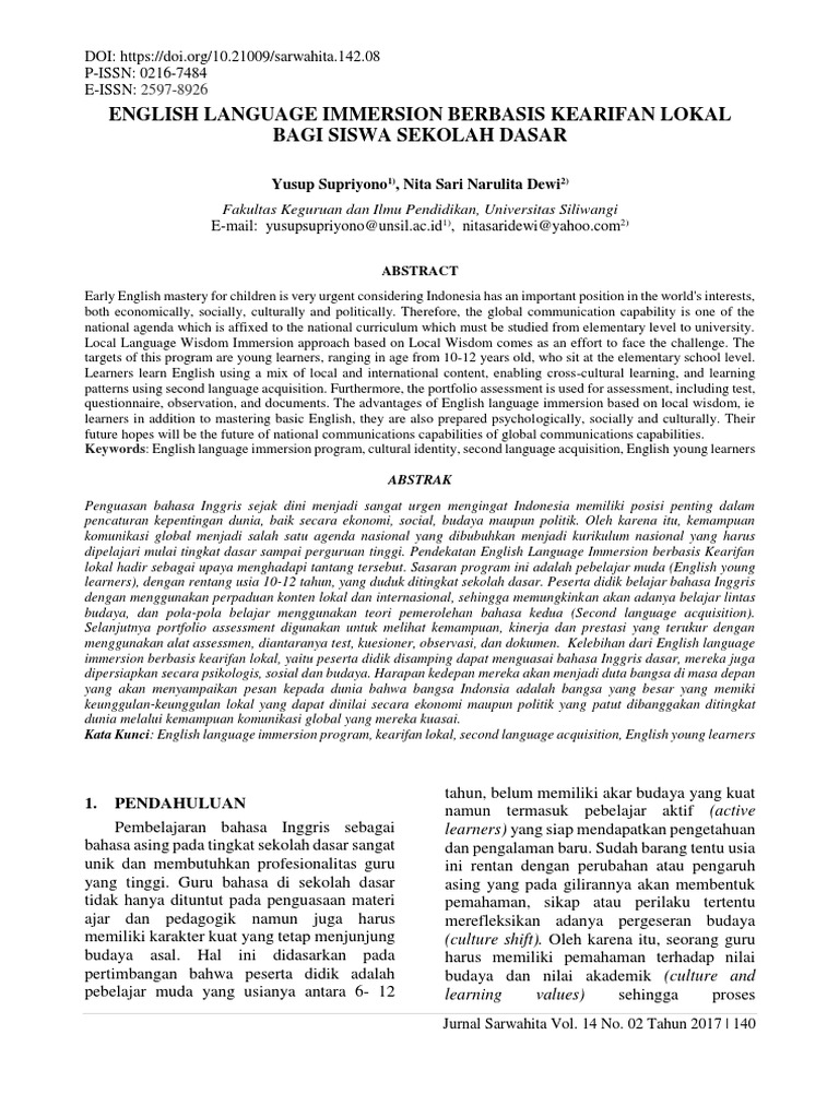 Local Wisdom Boosts English Mastery | PDF | Indonesian Language | Linguistics