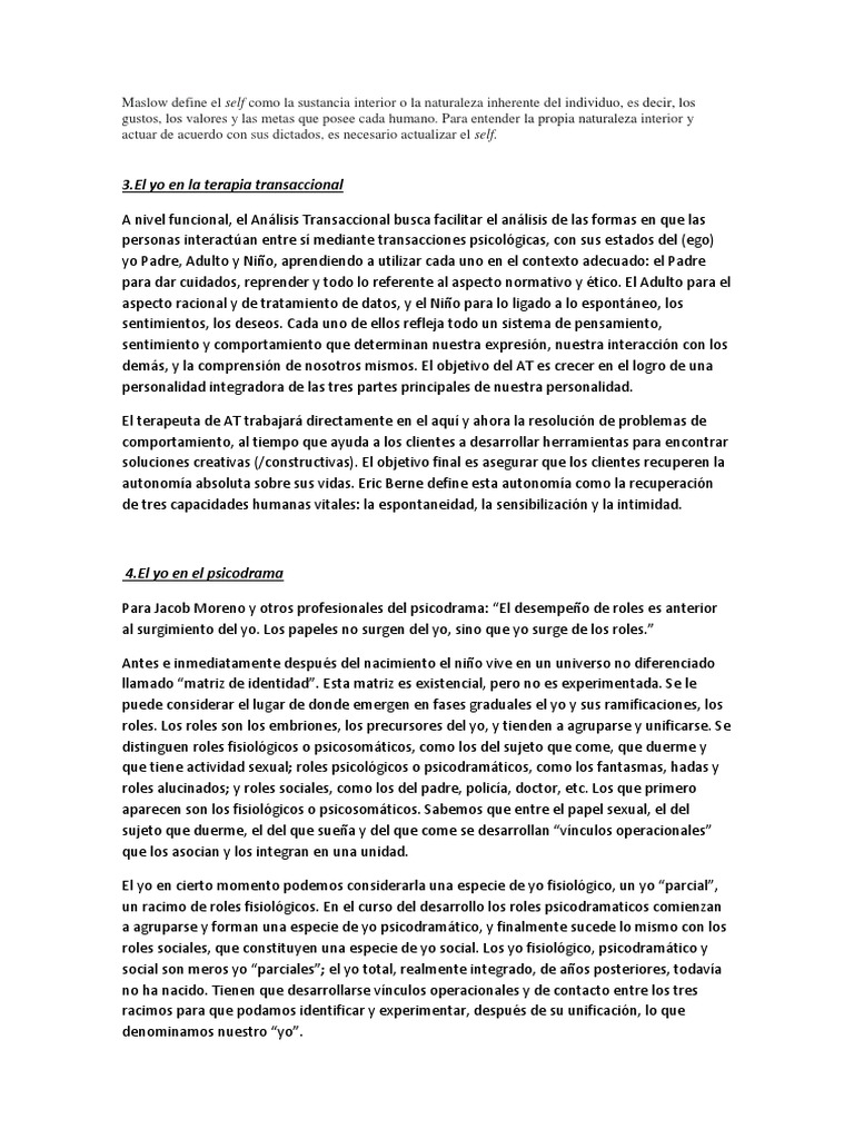 El Self | PDF | Sicología | Conceptos psicologicos