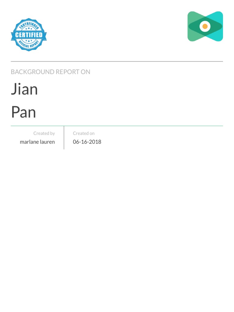Person Jian Pan California 06-16-2018 | PDF | Credit Bureau | Telephony