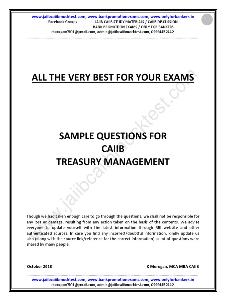 Treasury Management Sample Questions Dec 18 Exams | PDF | Swap (Finance ...