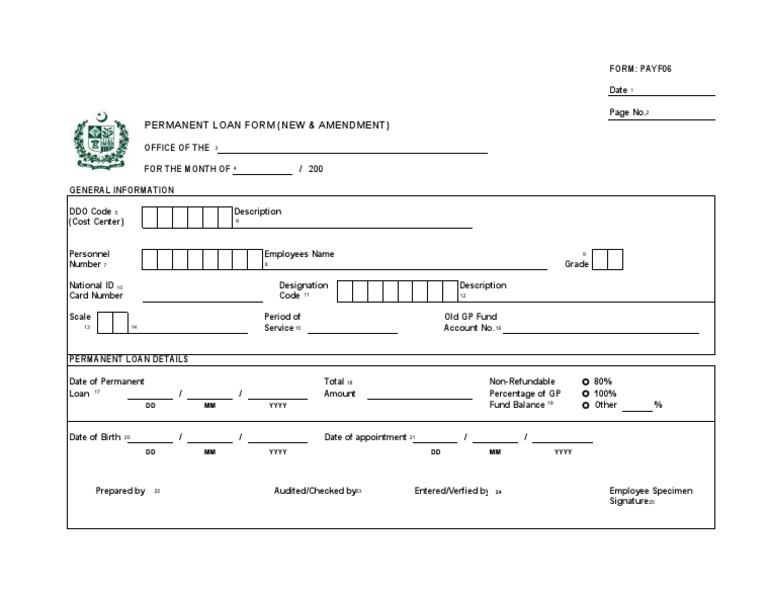 Permanent Loan Form (New & Amendment) : DD MM Yyyy | PDF | Service ...