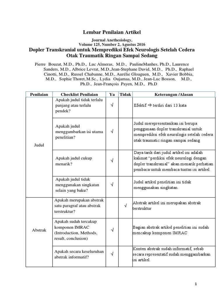 Telaah Kritis Jurnal | PDF
