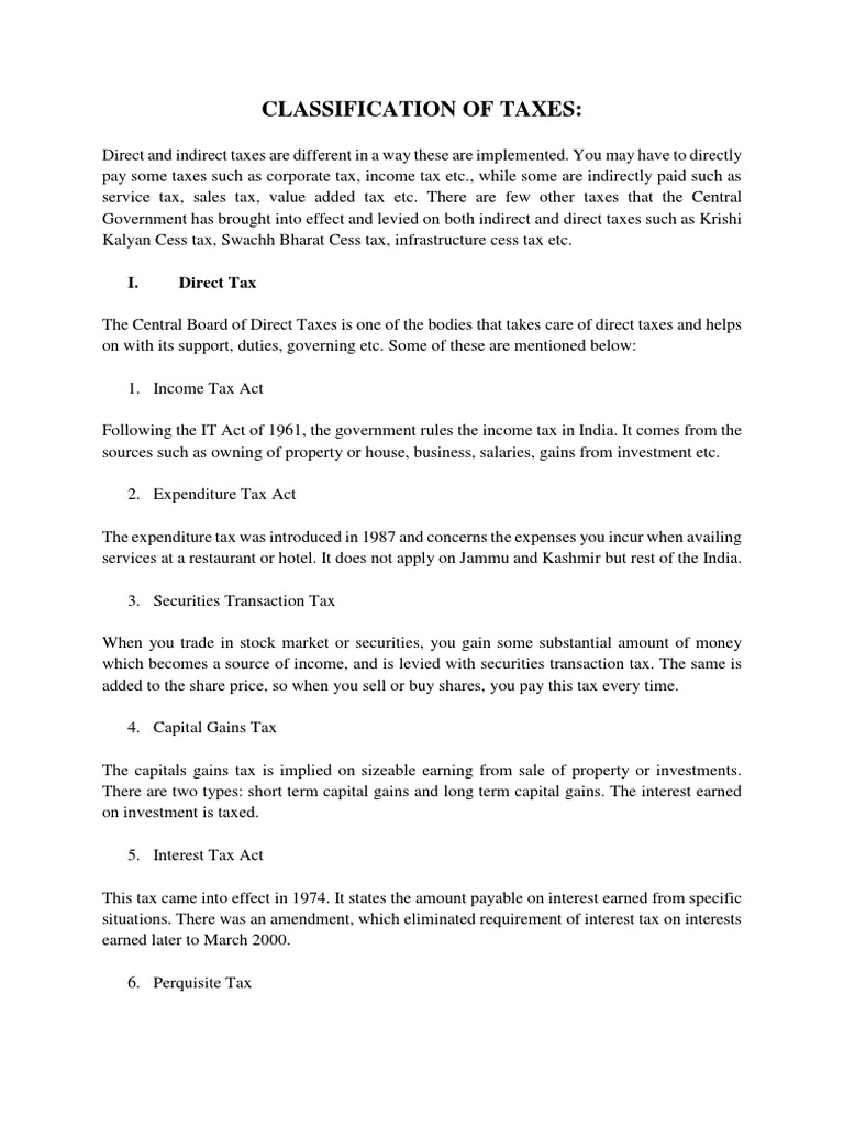 Classification of Taxes | Download Free PDF | Taxes | Value Added Tax