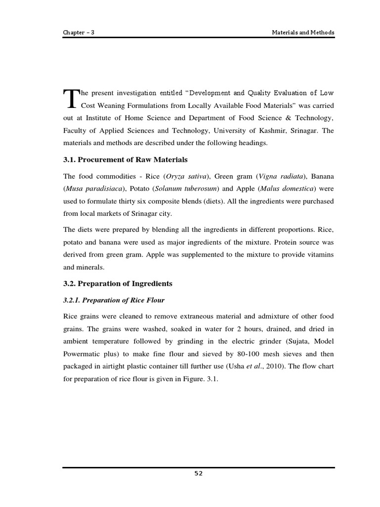 3.1. Procurement of Raw Materials: Chapter - 3 Materials and Methods | PDF | Ph | Physical Sciences
