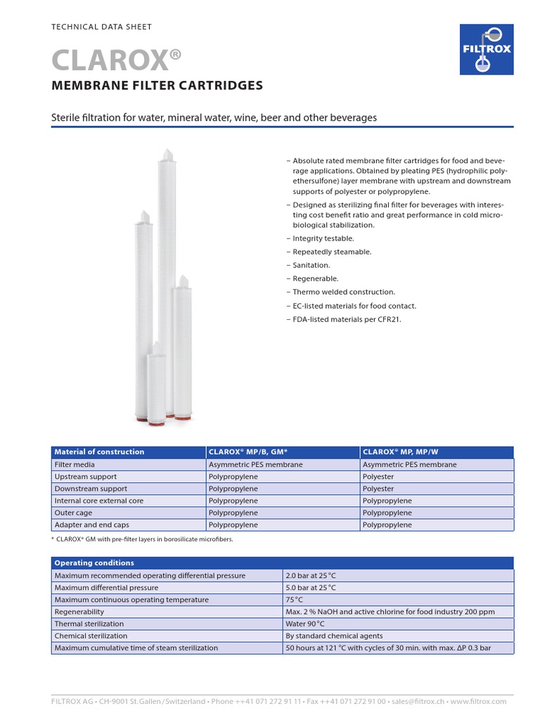 CLAROX-Membranes 04 2018 E PDF | PDF | Sterilization (Microbiology ...