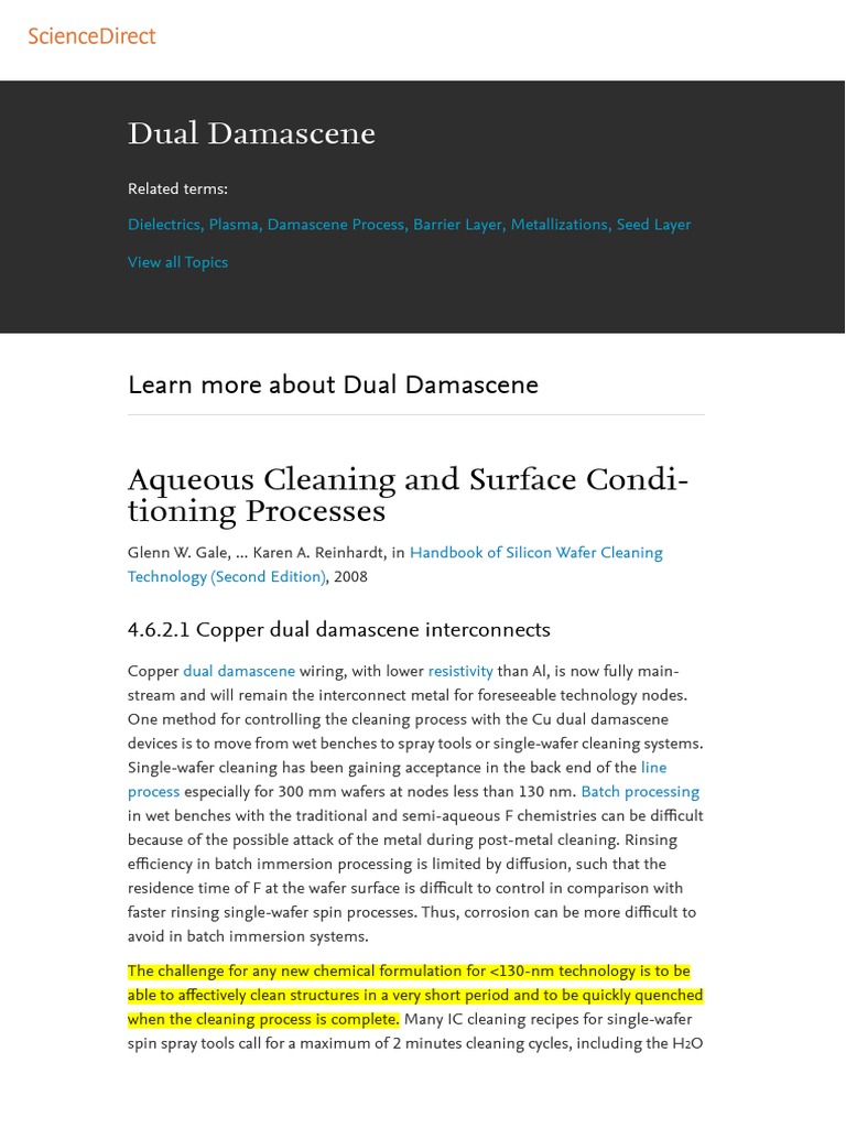 Dual Damascene | PDF | Photolithography | Semiconductor Device Fabrication