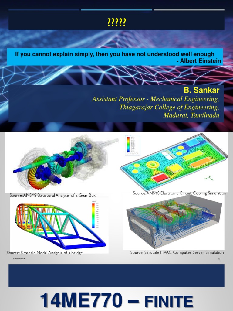 14me770 Finite Element Analysis Pdf Finite Element Method Numerical Analysis