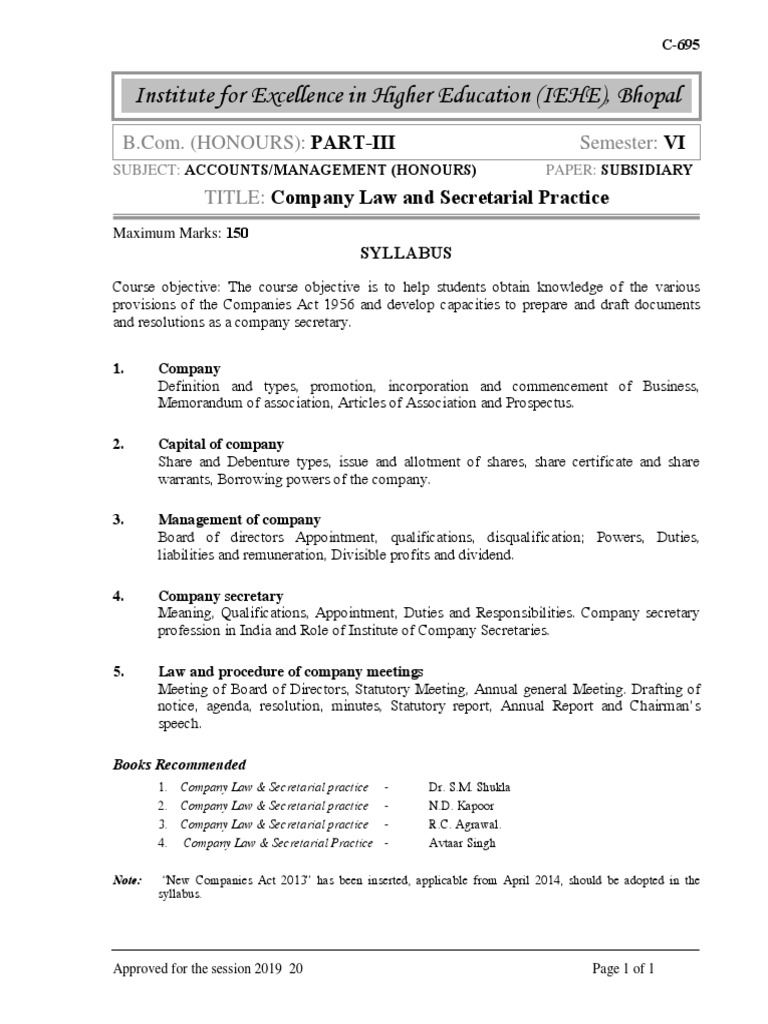 Institute For Excellence in Higher Education (IEHE), Bhopal: Semester | PDF