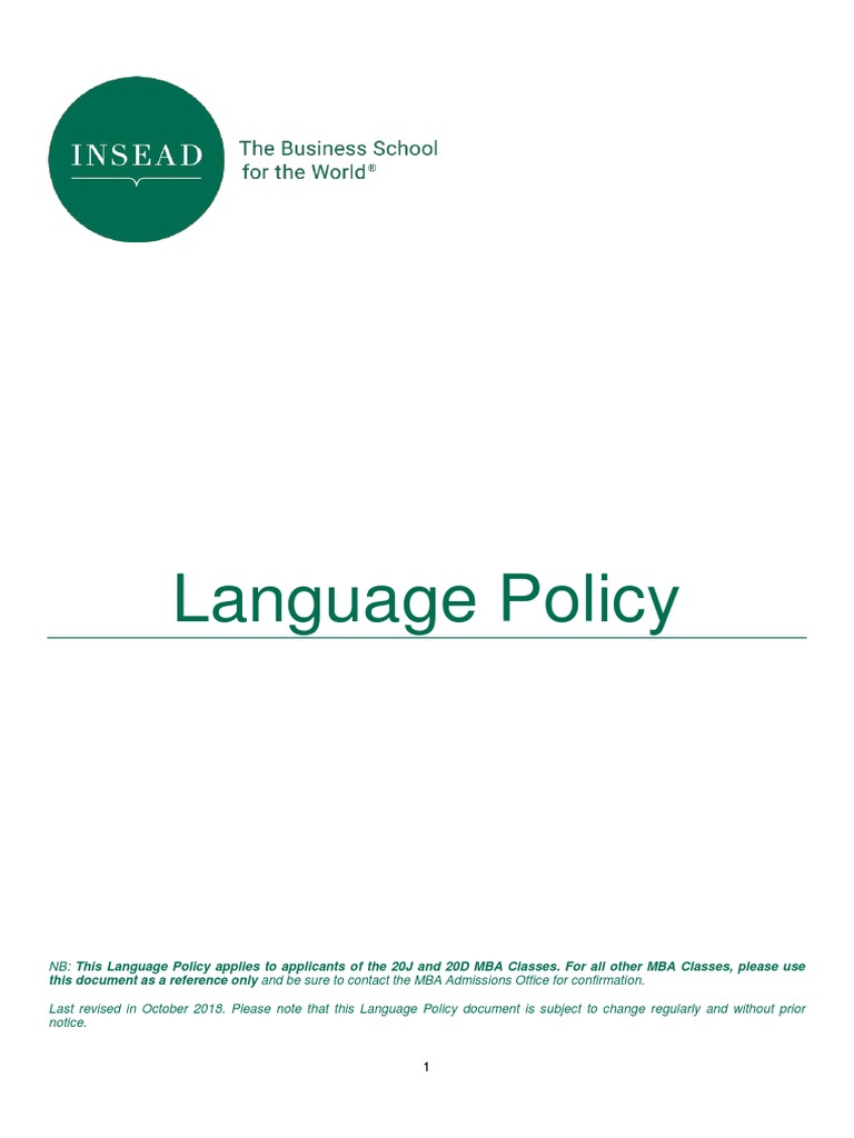 Language Policy | PDF | Educational Assessment And Evaluation ...