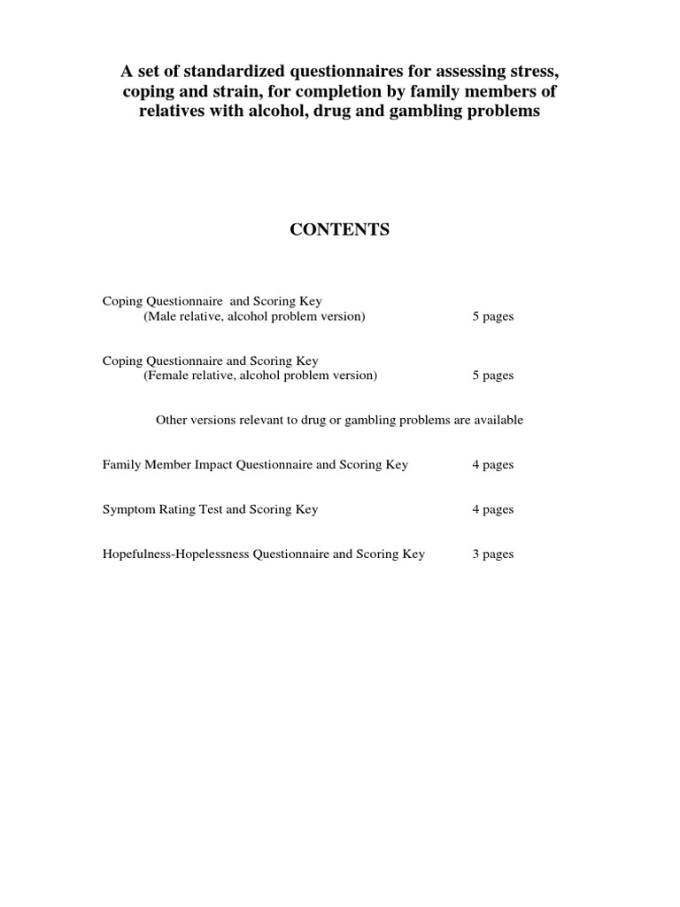 A Set of Standardized Questionnaires | PDF | Substance Abuse ...