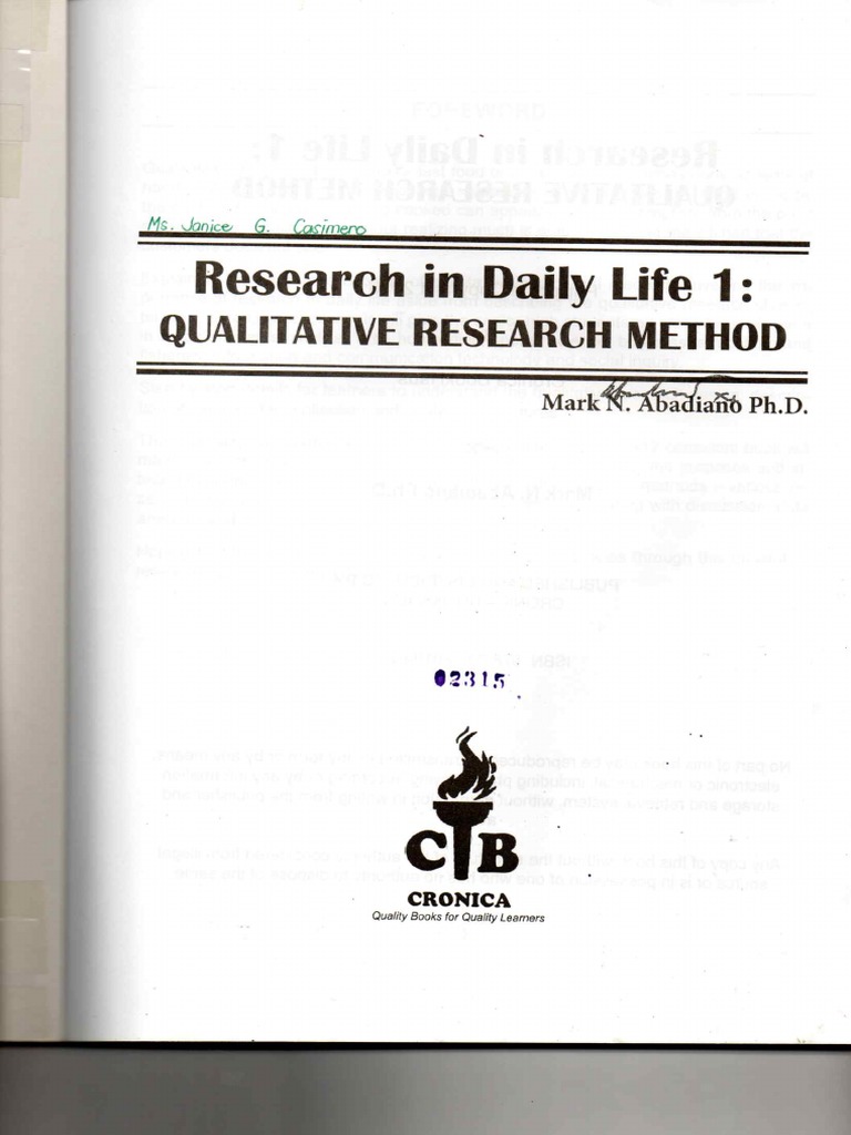 Research in Daily Life1 | PDF