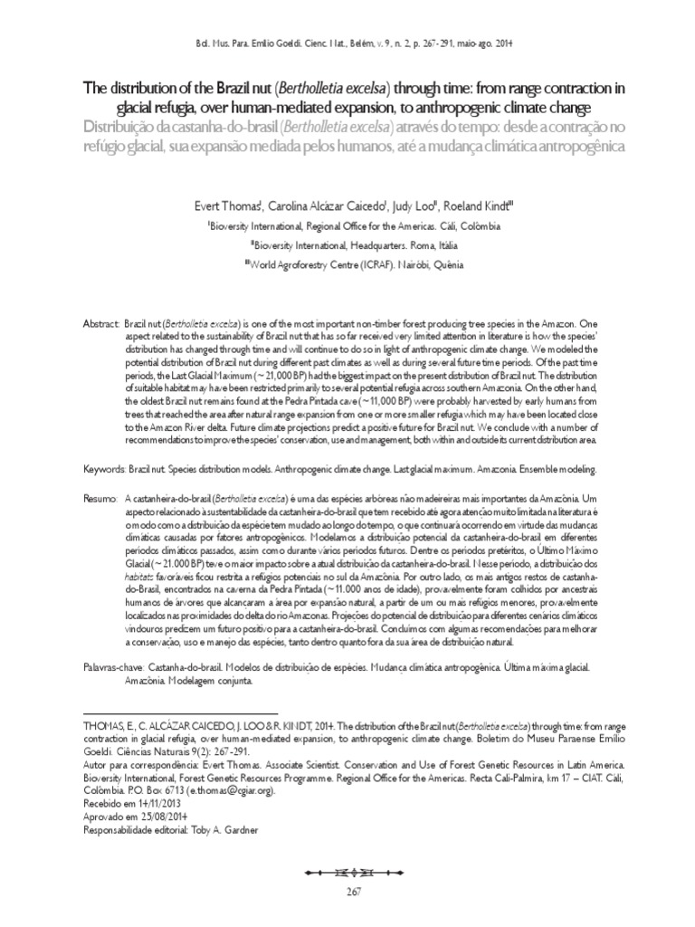 Tracing the Distribution of the Brazil Nut Through Time: Contraction ...