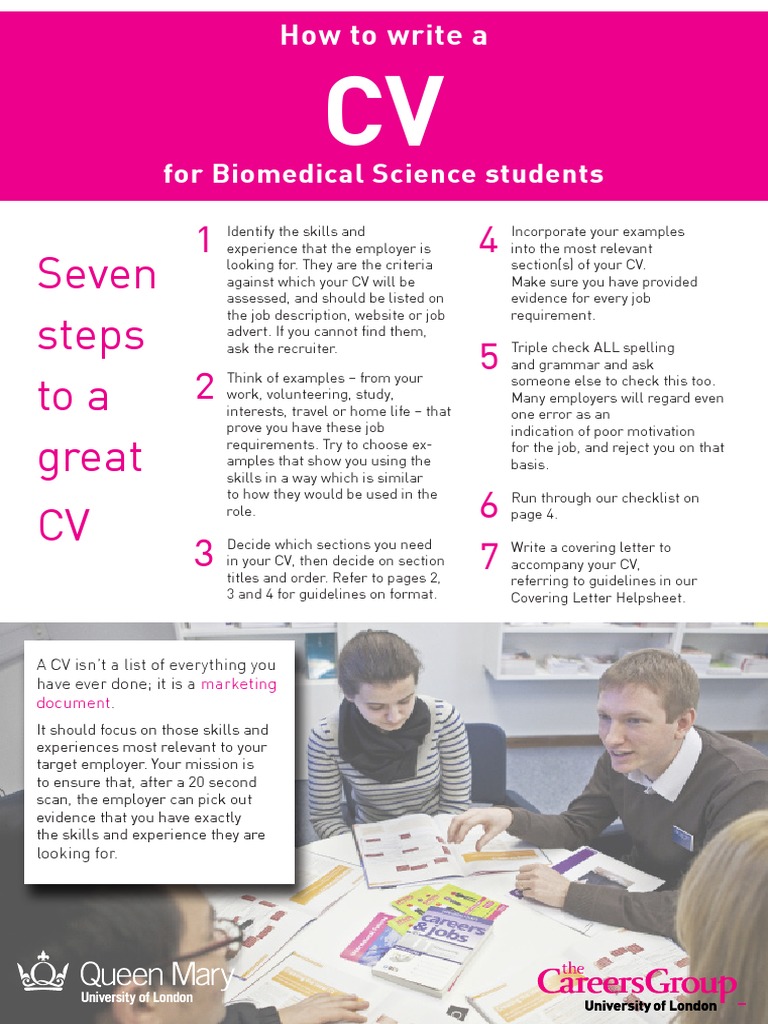 Seven Steps Toa Great CV: For Biomedical Science Students | PDF ...