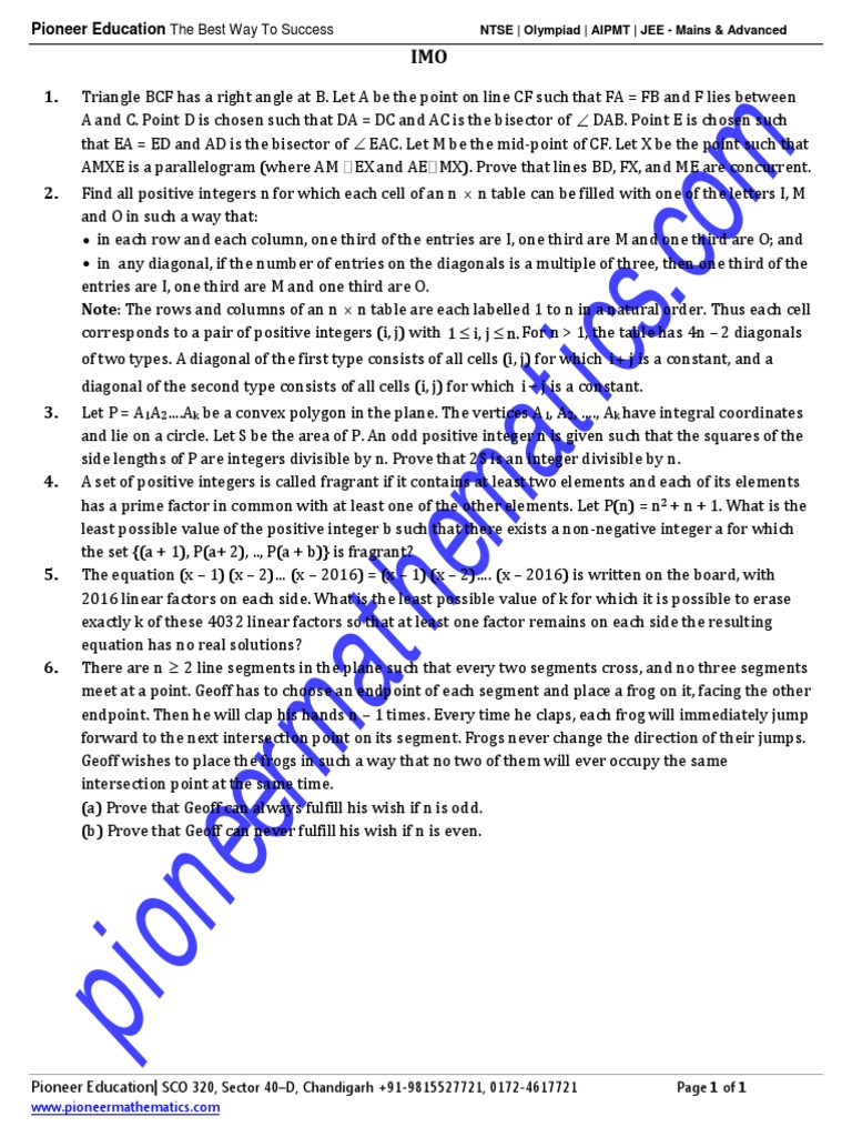 Imo 2017 Paper Pdf Pdf Equations Euclidean Geometry