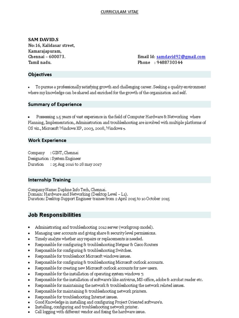 Sam Resume 2019 | PDF | Microsoft Windows | Windows 7