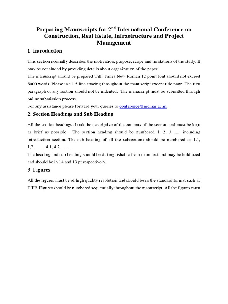 NICMAR Full Paper Guidelines | PDF | Citation | Paragraph