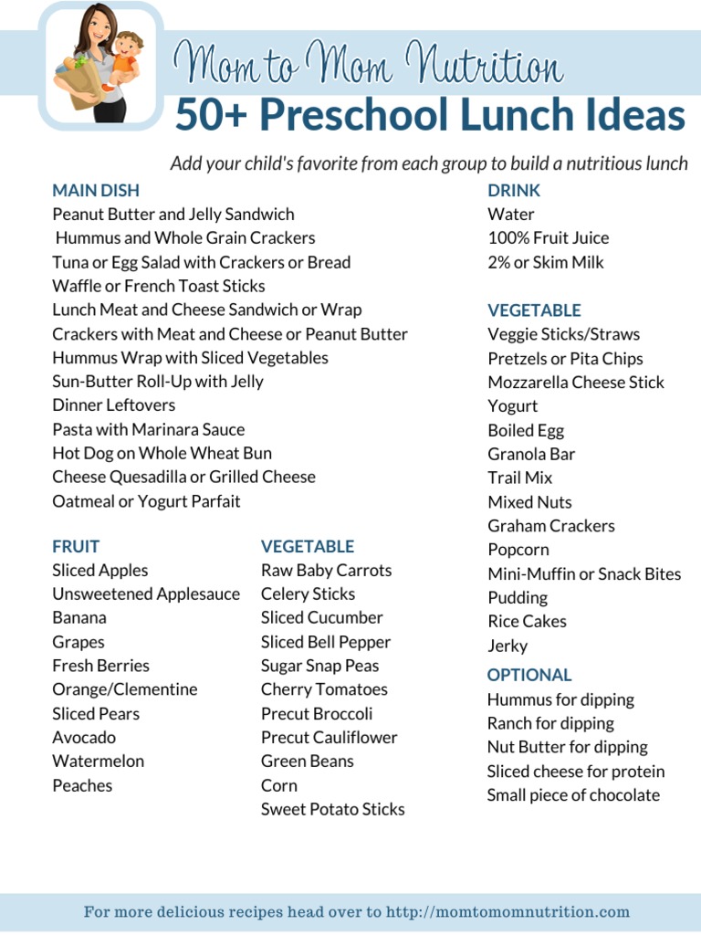 50 Preschool Lunch Ideas | PDF | Cooking, Food & Wine