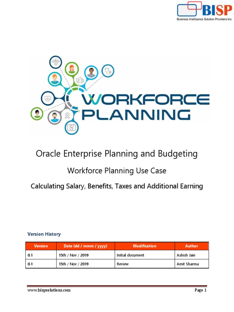Oracle EPBCS Workforce Planning USE Case | PDF | Salary | Pension