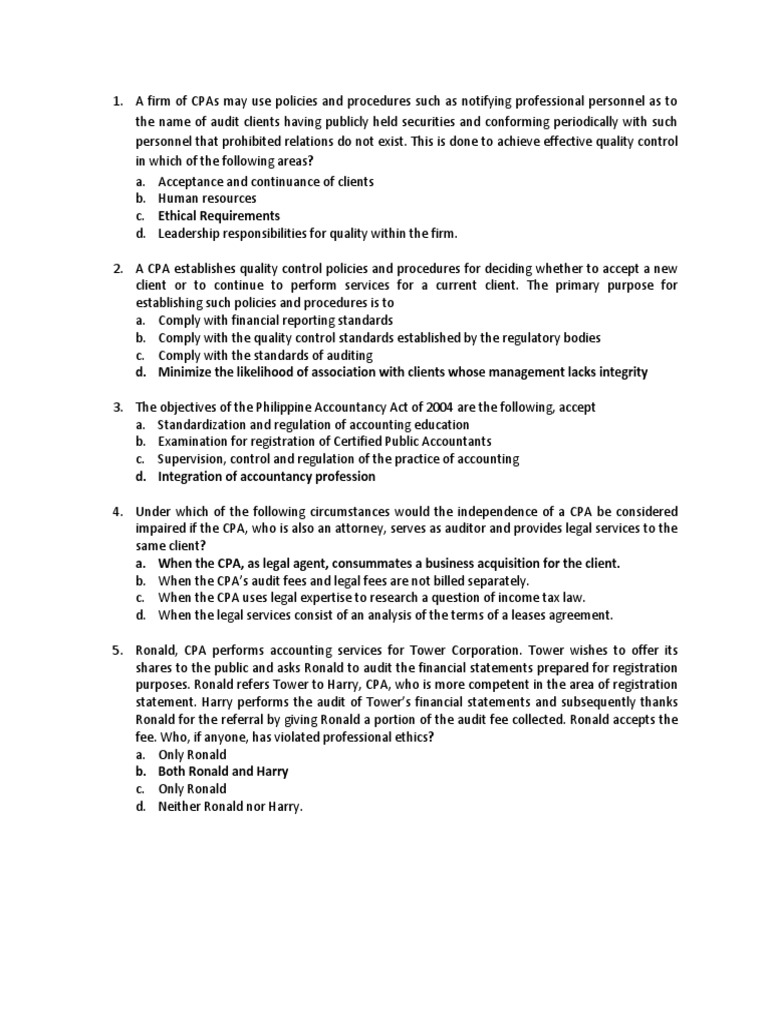 Auditor Ethics and Quality Control Standards | PDF | Auditor's Report ...
